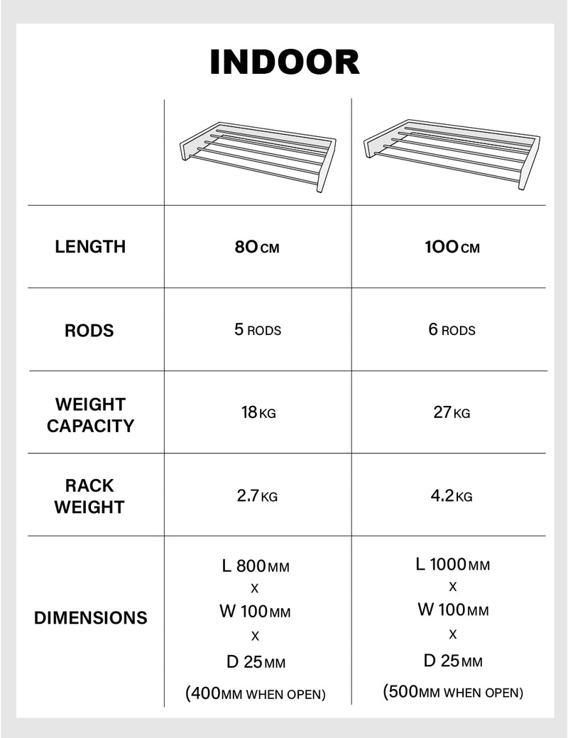 Wall Mounted Drying Rack - Foldable Indoor and Outdoor Drying Rack