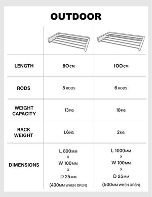 Wall Mounted Drying Rack - Foldable Indoor and Outdoor Drying Rack