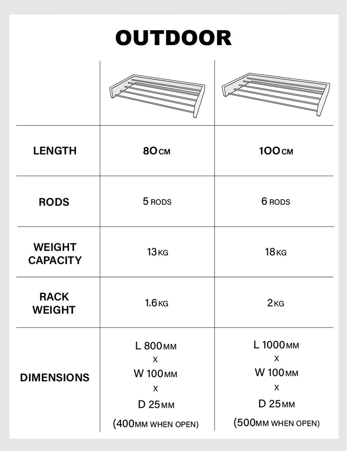Wall Mounted Drying Rack - Foldable Indoor and Outdoor Drying Rack